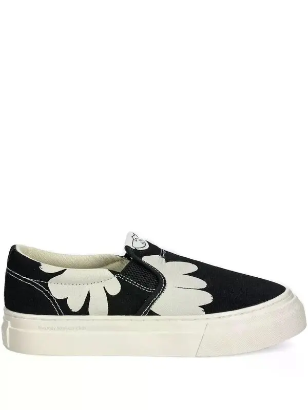 S.W.C STEPNEY WORKERS CLUB Flower-print Slip-on Sneakers - Black