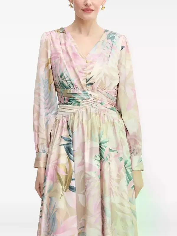 Guess Floral-Print V-Neck Dress In Pink - 63% Off | Editorialist