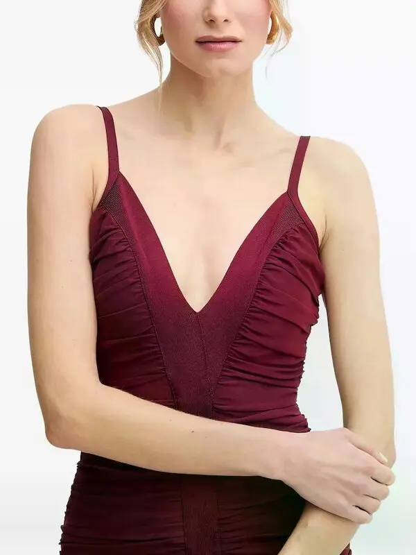 Herve Leger V-neck Ruched Dress