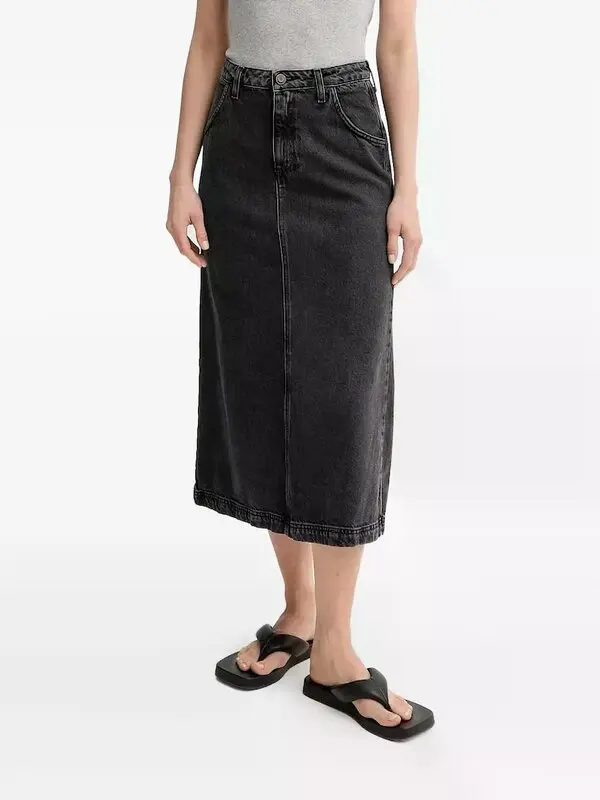 American Vintage Logo-patch Denim Midi Skirt
