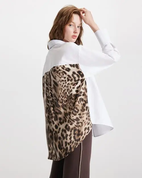 THEO THE LABEL Echo Print Back Banker Shirt