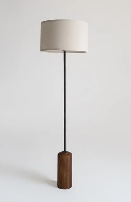 BRIGHTECH Oren 60" Modern Led Floor Lamp With Stable Wood Base - Walnut
