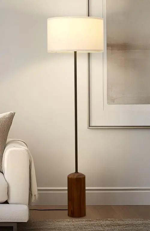 BRIGHTECH Oren 60" Modern Led Floor Lamp With Stable Wood Base