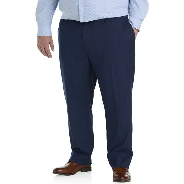 OAK HILL BY DXL Big & Tall Windowpane Suit Pants - Navy