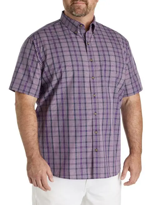 HARBOR BAY BY DXL Big & Tall Easy-care Large Plaid Sport Shirt - Purple Multi