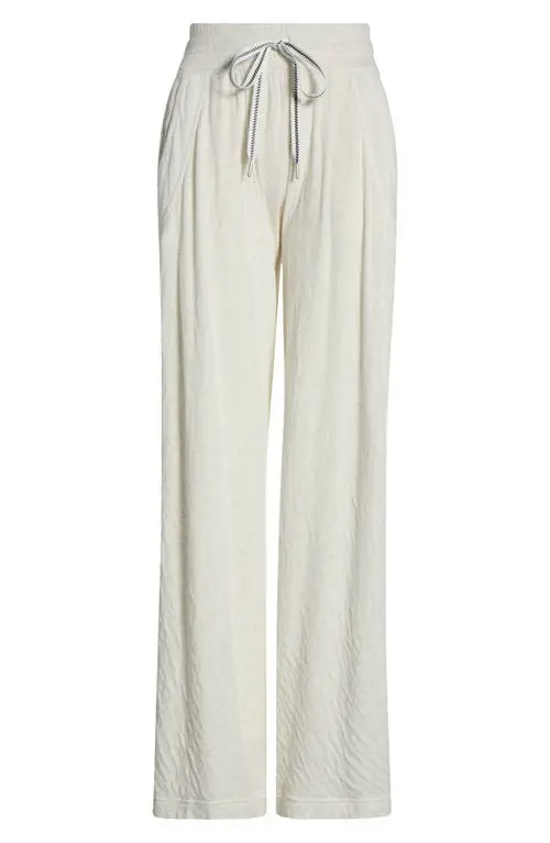 Free People Drawstring Cotton Wide Leg Pants - Oatmeal Heather Combo