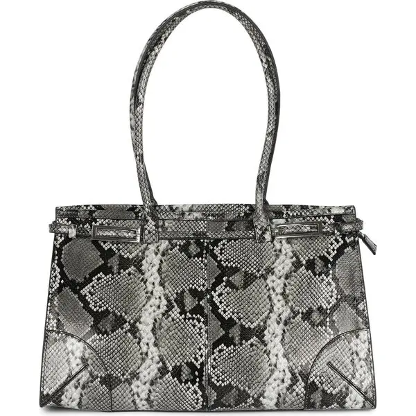 Jeffrey Campbell Palomino Leather Satchel - Grey Black Python