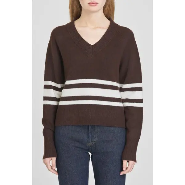 WAYF Stripe V-neck Sweater