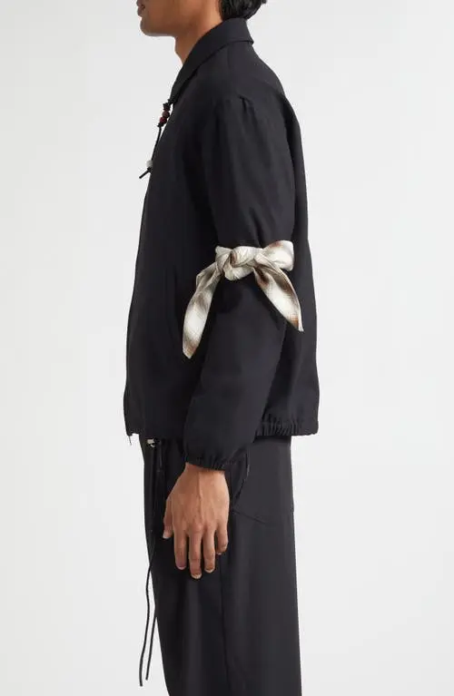 SONG FOR THE MUTE Slim Gabardine Coach's Jacket - Black