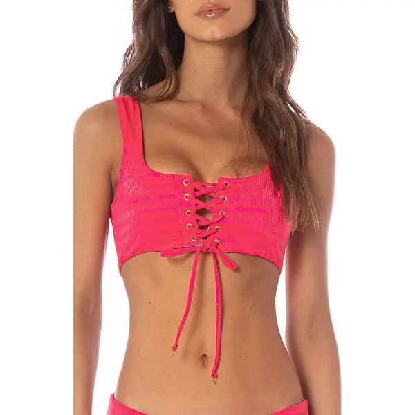 MAAJI Flowerbed Dazzle Reversible Bikini Top - Red