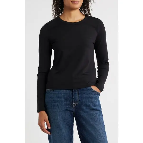 NIC+ZOE Perfect Knit Long Sleeve Top - Black Onyx