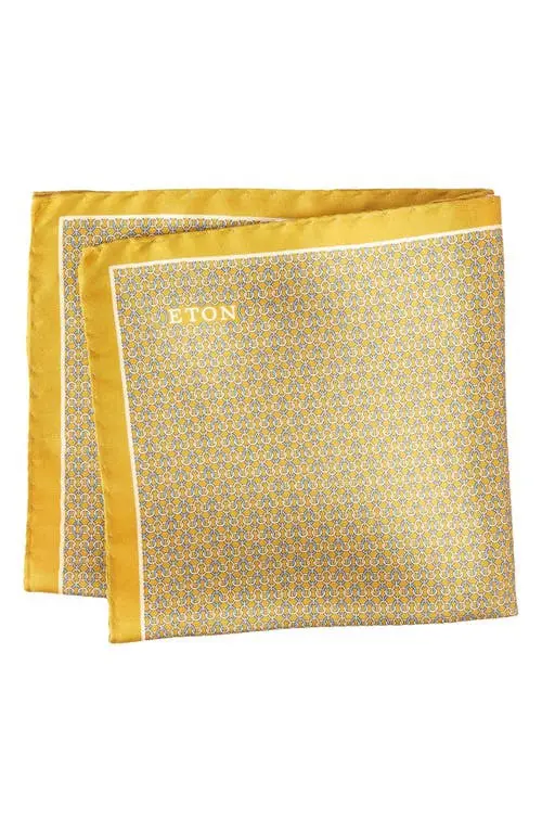 Eton Geometric Silk Pocket Square - Light Yellow