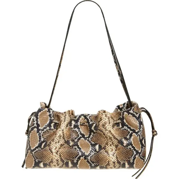 Altuzarra Drawstring Snakeskin Embossed Leather Clutch