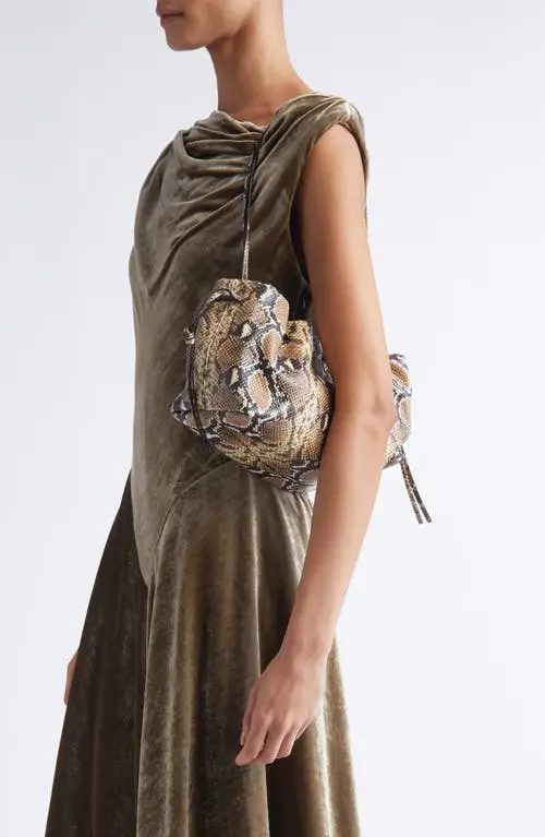Altuzarra Drawstring Snakeskin Embossed Leather Clutch
