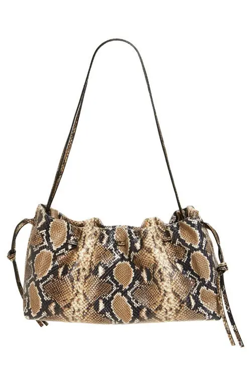 Altuzarra Drawstring Snakeskin Embossed Leather Clutch