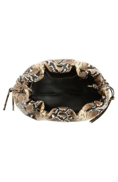 Altuzarra Drawstring Snakeskin Embossed Leather Clutch