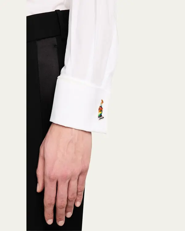 JAN LESLIE Paint Tube Stripe And Splatter Sterling Silver Cufflinks