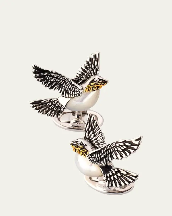 JAN LESLIE Peace Dove Sterling Cufflinks