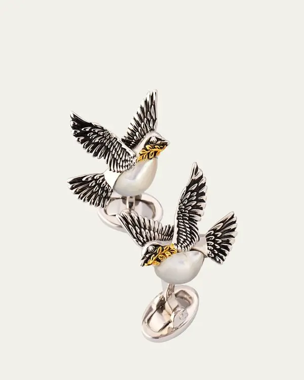 JAN LESLIE Peace Dove Sterling Cufflinks
