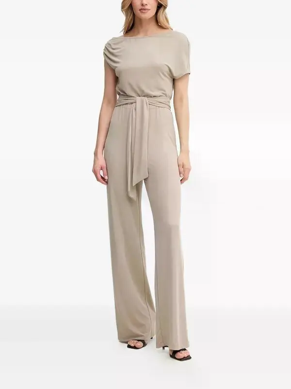Guess Draped-neckline Belted Jumpsuit - Neutrals
