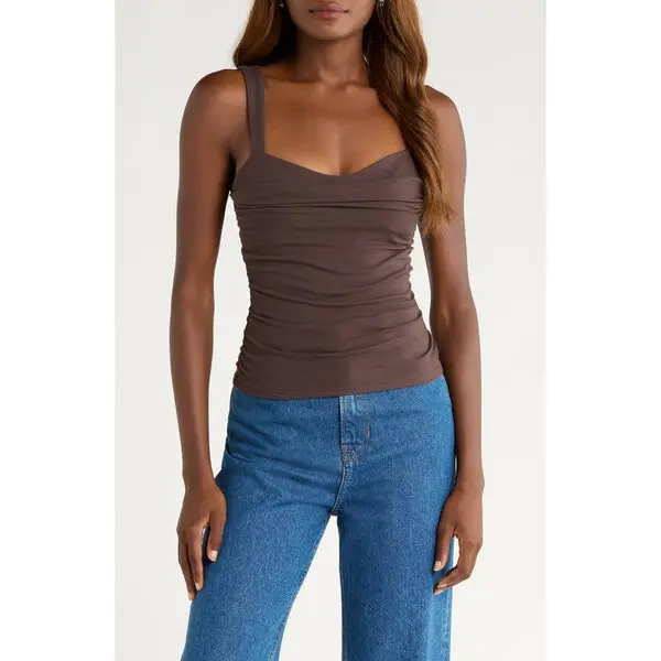 REFORMATION Trish Ruched Tank - Mole