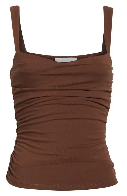 REFORMATION Trish Ruched Tank - Pinecone