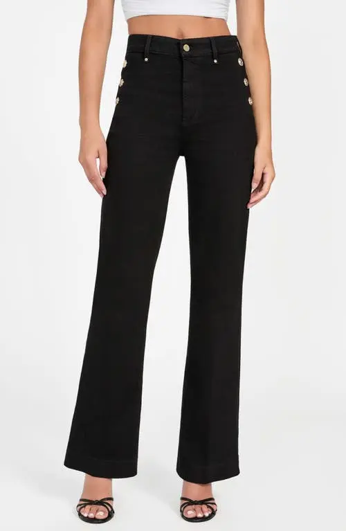 Guess High-waist Flare Leg Sailor Jeans - Black