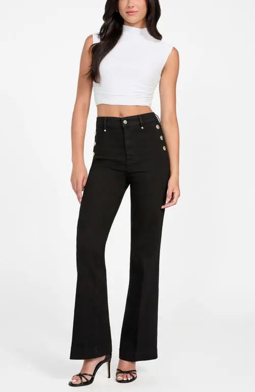 Guess High-waist Flare Leg Sailor Jeans - Black