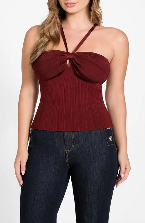 Guess Sofie Mirage Halter Sweater Tank - Burgundy