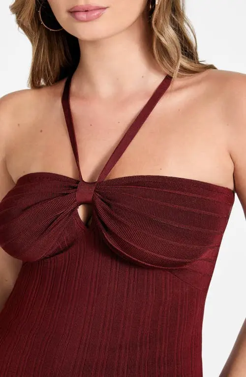 Guess Sofie Mirage Halter Sweater Tank - Burgundy