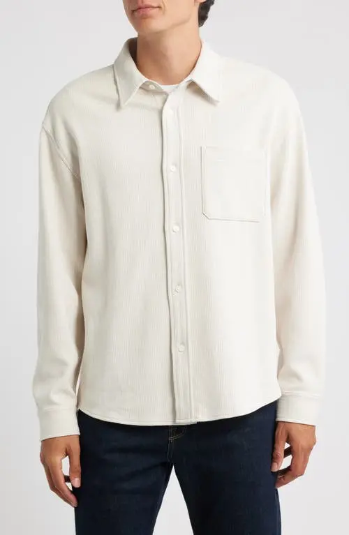 FRAME Waffle Textured Button-up Shirt - Warm White