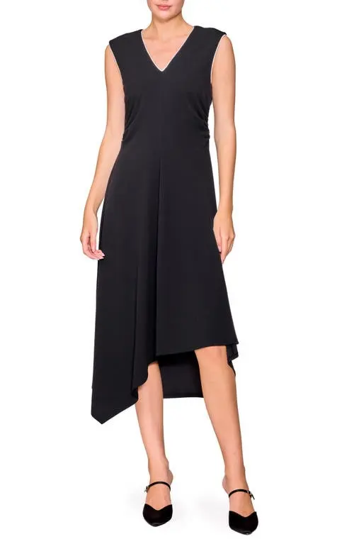 MELLODAY Asymmetric Ruched Midi Dress