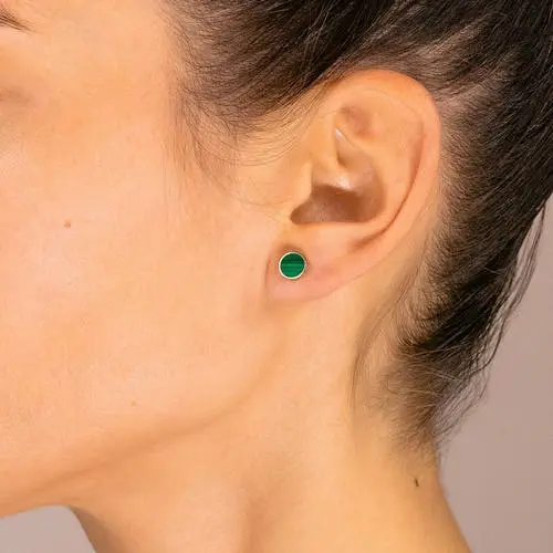 Ginette Ny Mini Ever Stud Earrings - Malachite
