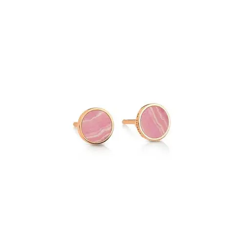 Ginette Ny Mini Ever Stud Earrings - Pink Rhodochrosite