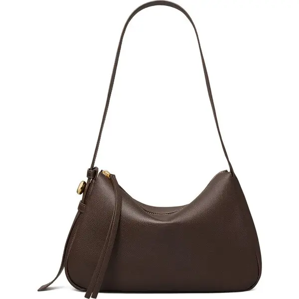Tory Burch Romy Leather Shoulder Bag - Deep Brown