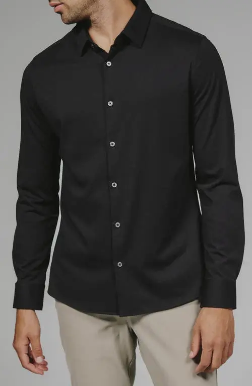 7 Diamonds Girona Solid Performance Button-up Shirt - Black