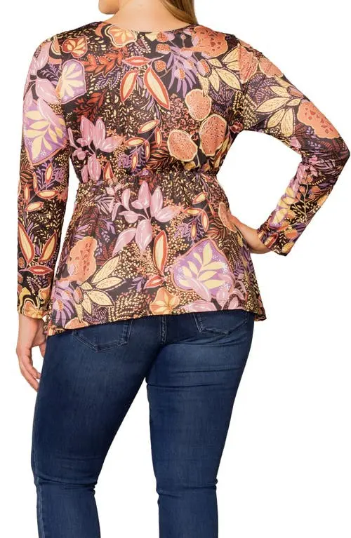 KIYONNA Long Sleeve Twist Front Top - Autumn Wonderland