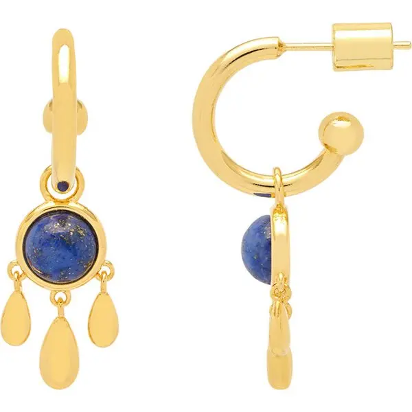 Estée Lauder Semiprecious Stone Drop Hoop Earrings - Blue And Gold