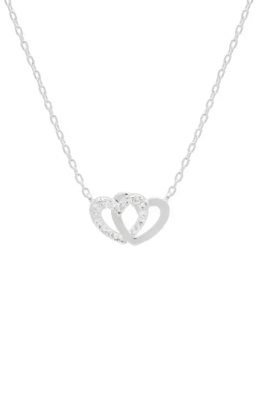 Estée Lauder Cubic Zirconia Interlocking Heart Pendant Necklace - Silver