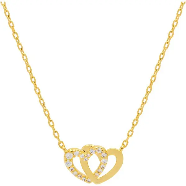 Estée Lauder Cubic Zirconia Interlocking Heart Pendant Necklace - Gold