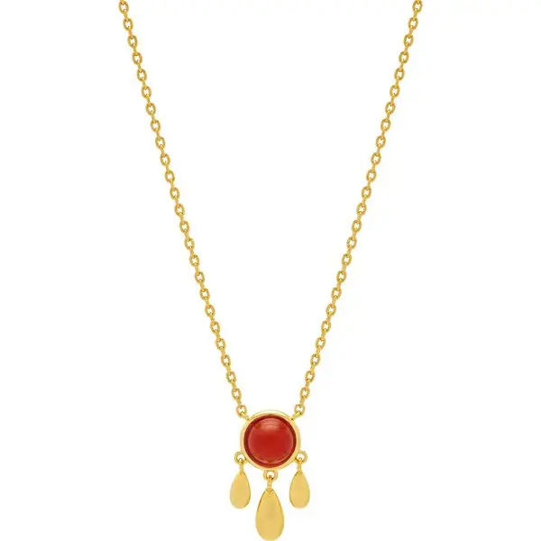 Estée Lauder Semiprecious Stone And Droplet Pendant Necklace - Gold And Red