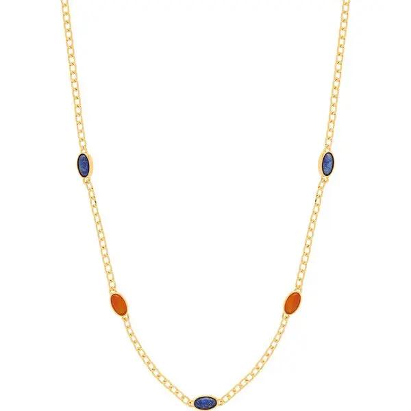 Estée Lauder Lapiz Lazuli & Red Agate Chain Necklace - Blue/red/gold
