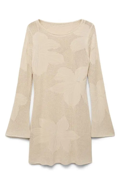 Mango Embroidered Floral Knit Mini Dress
