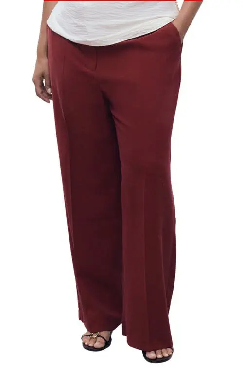 Mango Carlos Wide Leg Trousers - Maroon