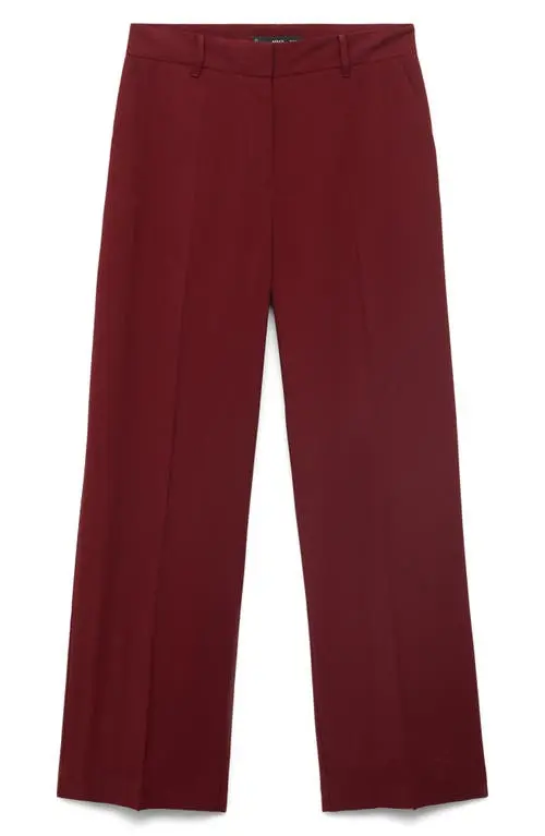 Mango Carlos Wide Leg Trousers - Maroon