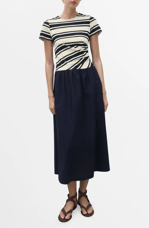 Mango Stripe Bodice Cotton Maxi Dress