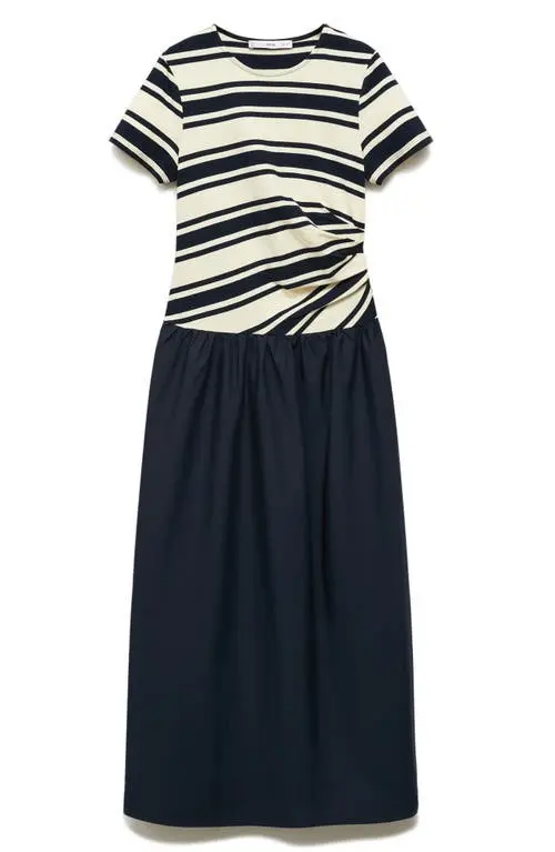 Mango Stripe Bodice Cotton Maxi Dress