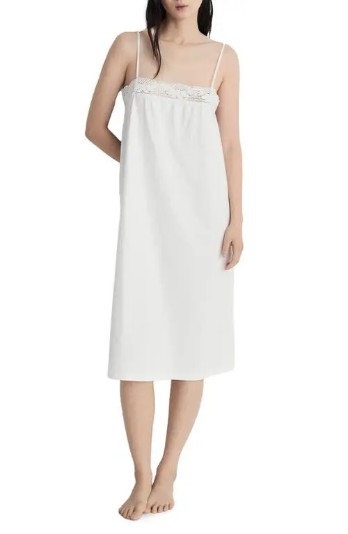 Mango Lace Trim Cotton Nightgown - White
