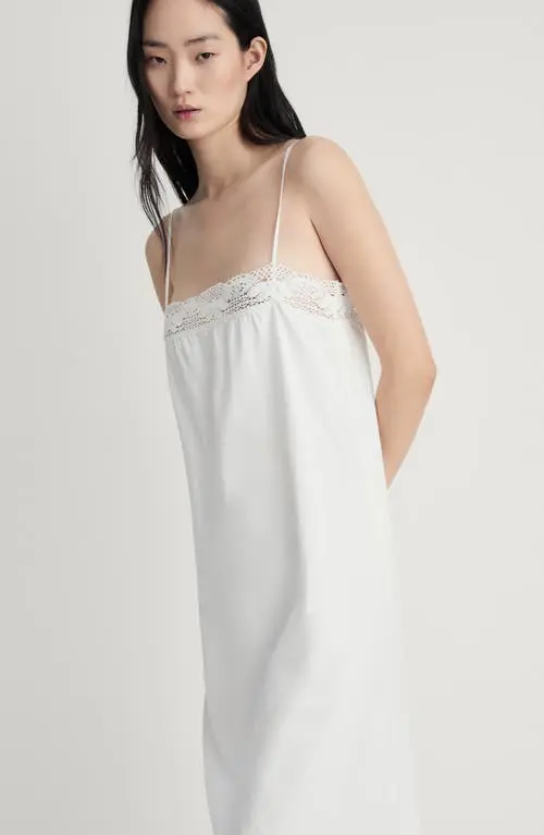 Mango Lace Trim Cotton Nightgown - White