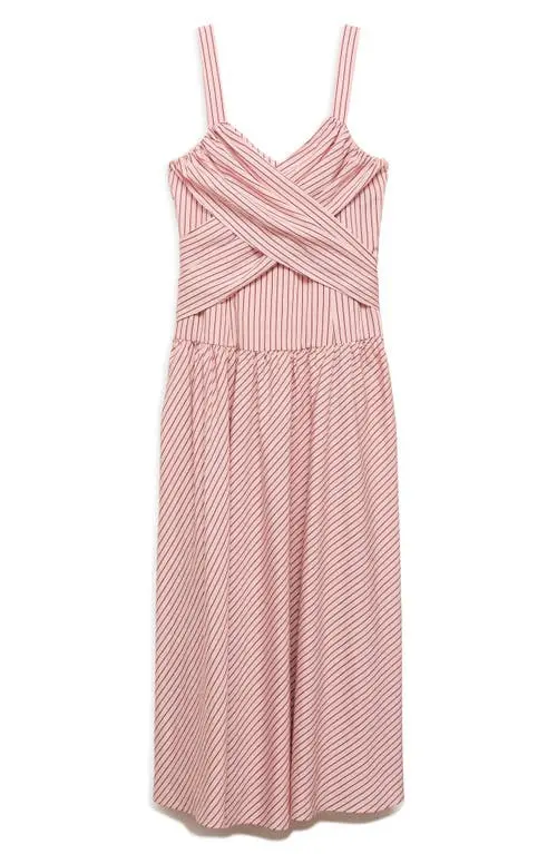 Mango Stripe Crossover Midi Dress